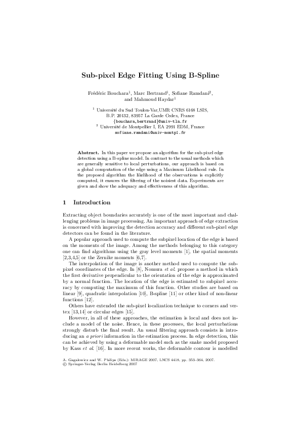 (PDF) Sub-pixel Edge Fitting Using B-Spline
