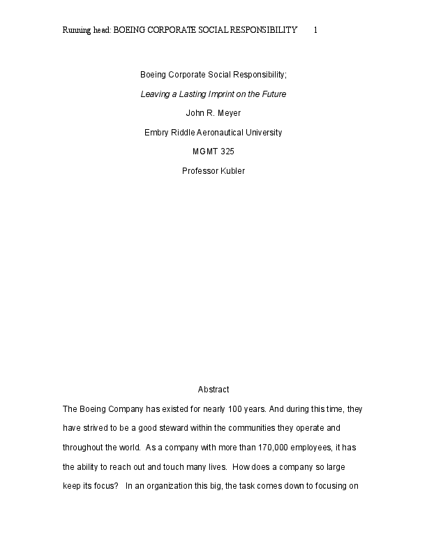 (DOC) Boeing Corporate Social Responsibility; Leaving a Lasting Imprint ...