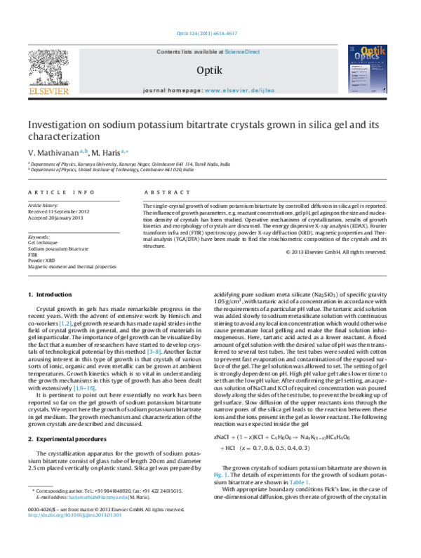 (PDF) Investigation on sodium potassium bitartrate crystals grown in ...