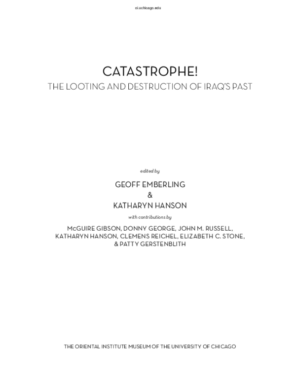 (PDF) Catastrophe! The Looting and Destruction of Iraq’s Past ...