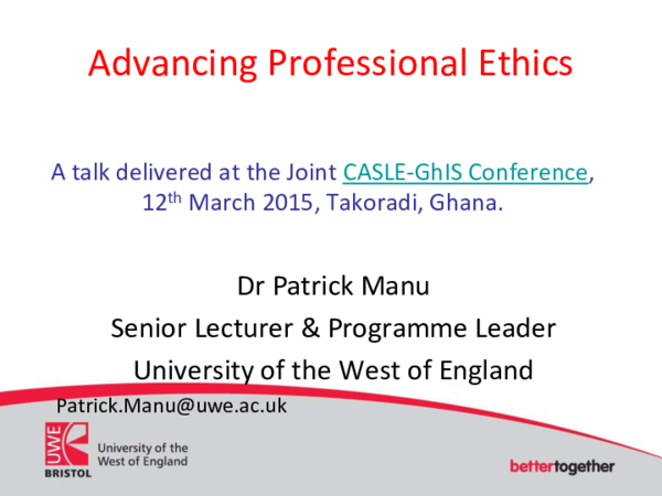 (PDF) Advancing professional ethics