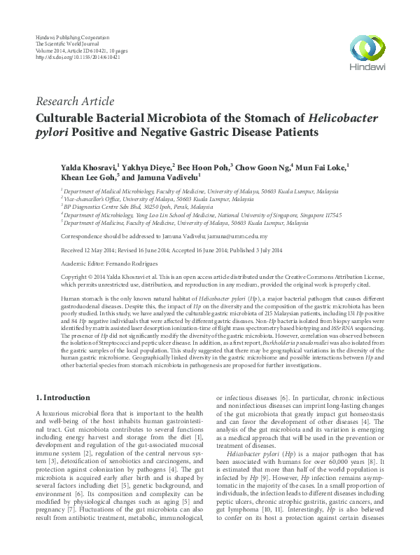 (PDF) Research Article Culturable Bacterial Microbiota of the Stomach ...