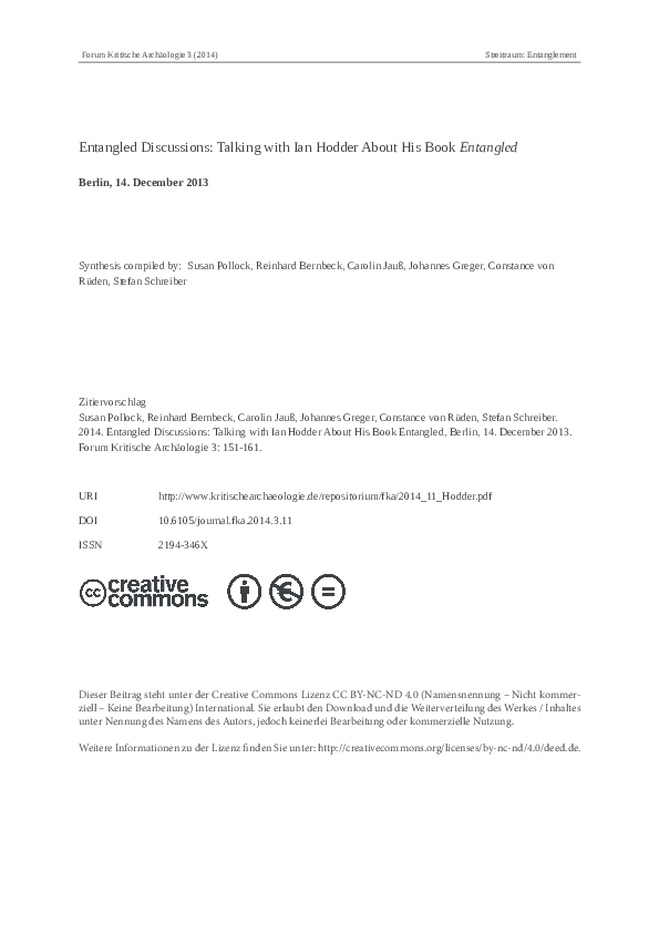 (PDF) Entangled Discussions: Talking with Ian Hodder About His Book ...
