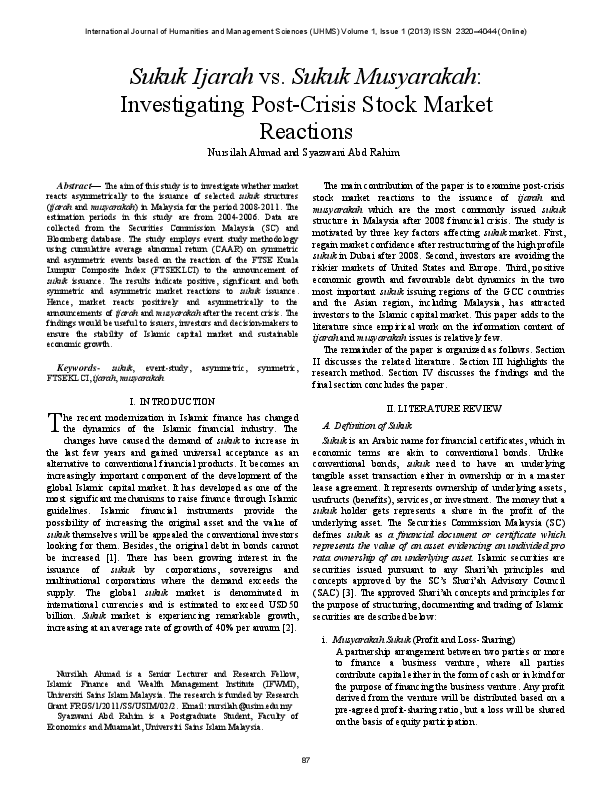 (PDF) IJHMS 0101221 Sukuk Ijarah vs. Sukuk Musyarakah