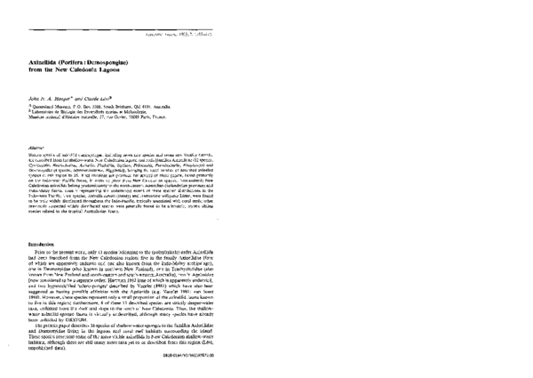 (PDF) Axinellida from the New Caledonia lagoon (Porifera: Demospongiae).