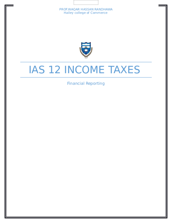 (DOC) IAS 12 Income Tax