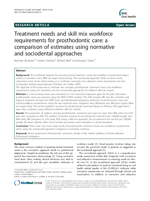 (PDF) Treatment needs and skill mix workforce requirements for ...