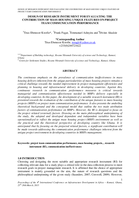 (PDF) THE INFLUENCE OF BENFICIARY PARTICIPATION IN RESETTLEMENT SCHEMES ...