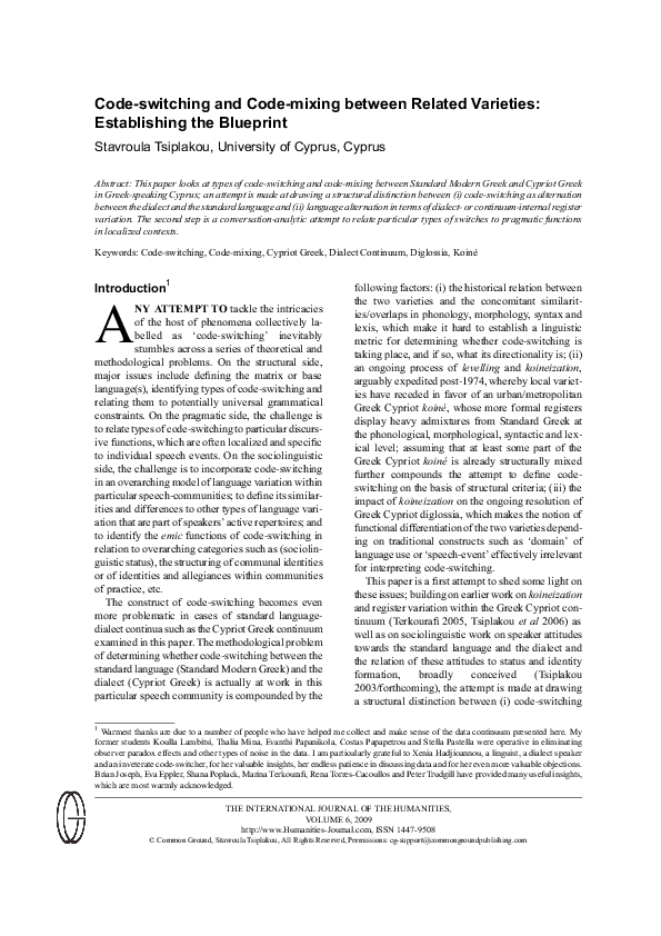 (PDF) Code-switching and code-mixing