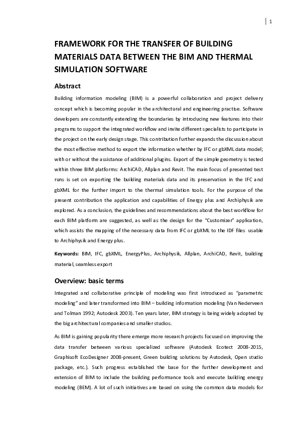 (PDF) FRAMEWORK FOR THE TRANSFER OF BUILDING MATERIALS DATA BETWEEN THE ...