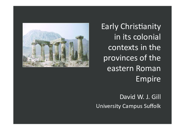 (PDF) Early Christianity in its colonial contexts in the provinces of ...