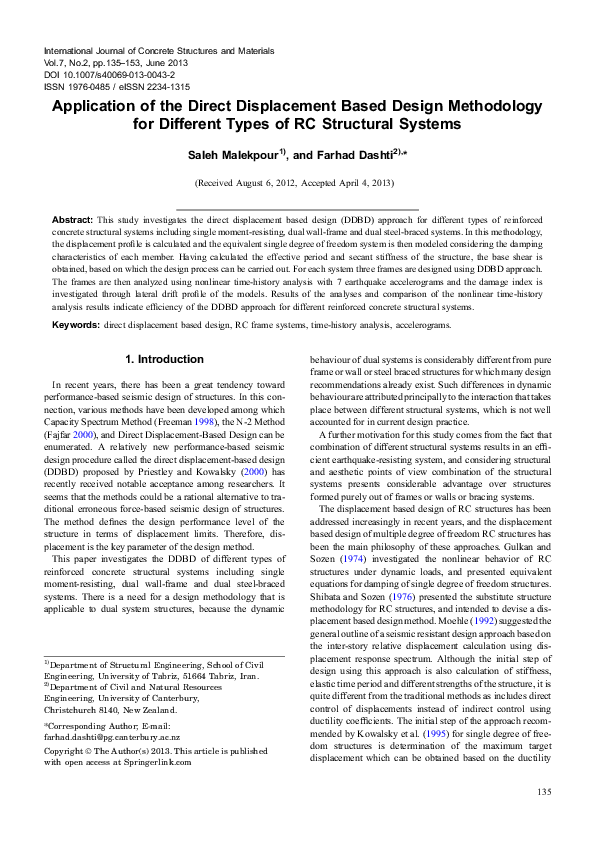 (PDF) Application of the Direct Displacement Based Design Methodology for Different Types of RC ...