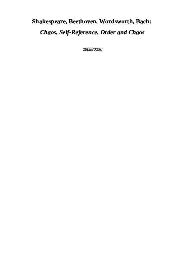 (PDF) Shakespeare, Beethoven, Wordsworth, Bach: Chaos, Self-Reference ...