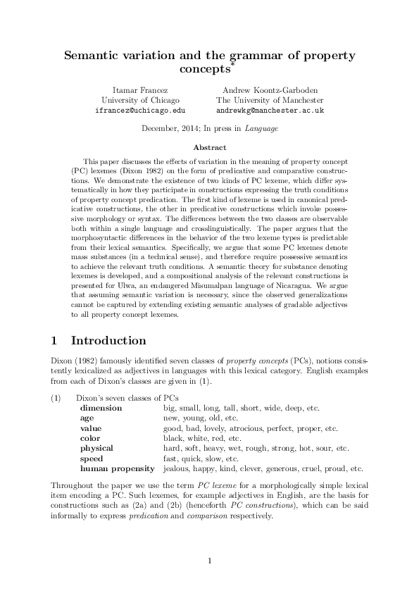 (PDF) Semantic variation and the grammar of property concepts