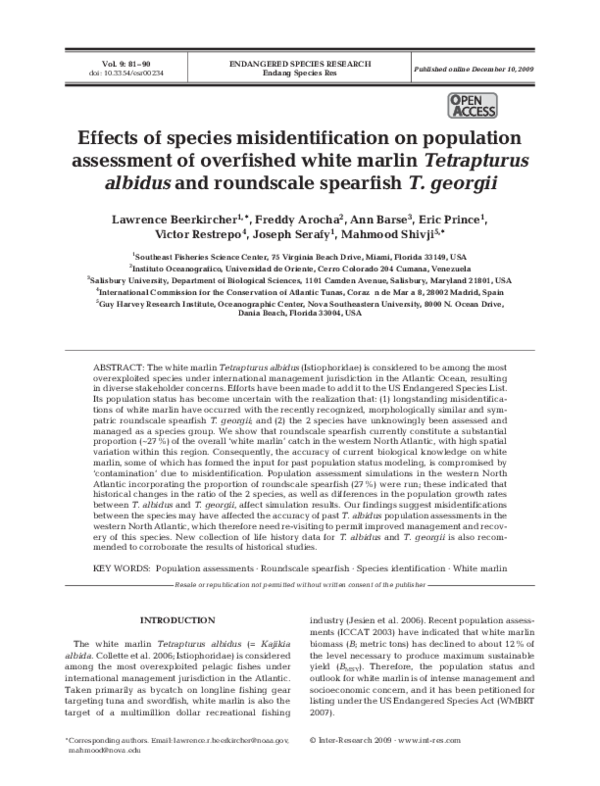 (PDF) Effects of species misidentification on population assessment of ...