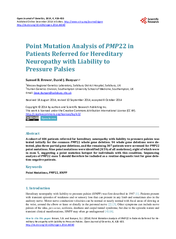 (PDF) Point Mutation Analysis of PMP22 in Patients Referred for ...