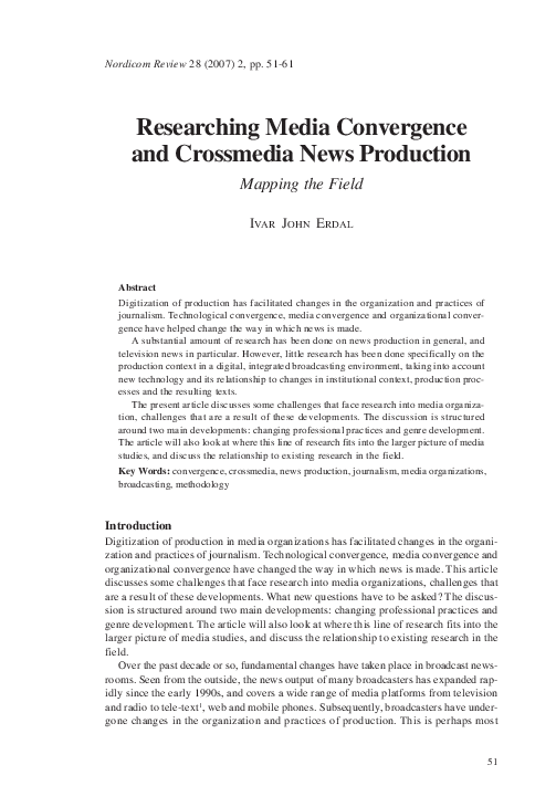 (PDF) Researching Media Convergence and Crossmedia News Production