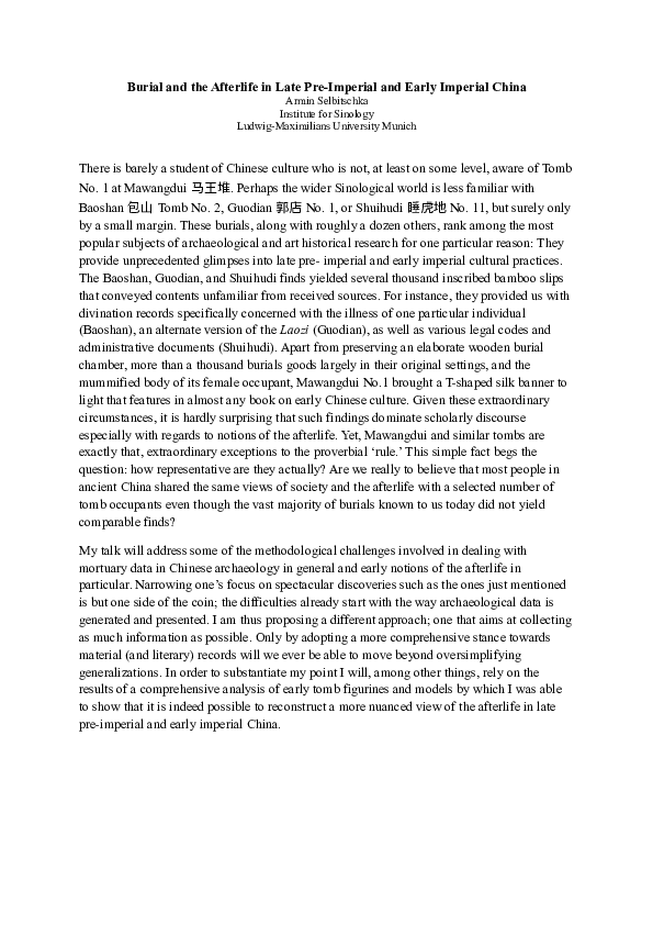 (DOC) Burial and the Afterlife in Late Pre-Imperial and Early Imperial ...