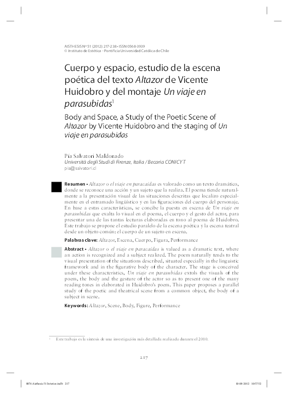 (PDF) Cuerpo y espacio, estudio de la escena poética del texto Altazor ...
