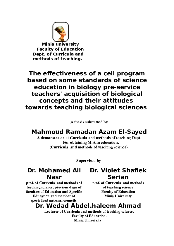 (DOC) The effectiveness of a cell program based on some standards of ...