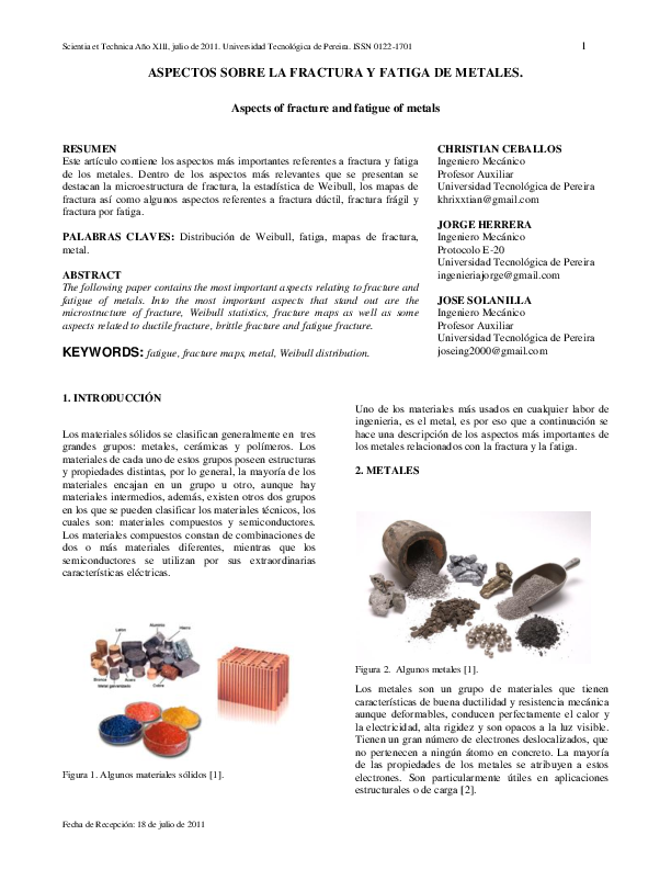 (PDF) ASPECTOS SOBRE LA FRACTURA Y FATIGA DE METALES