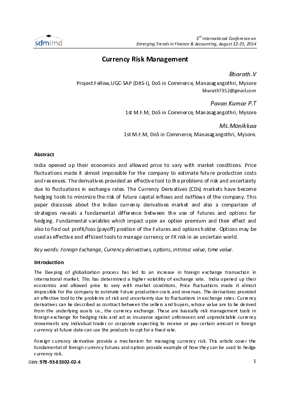 (PDF) CURRENCY RISK MANAGEMENT