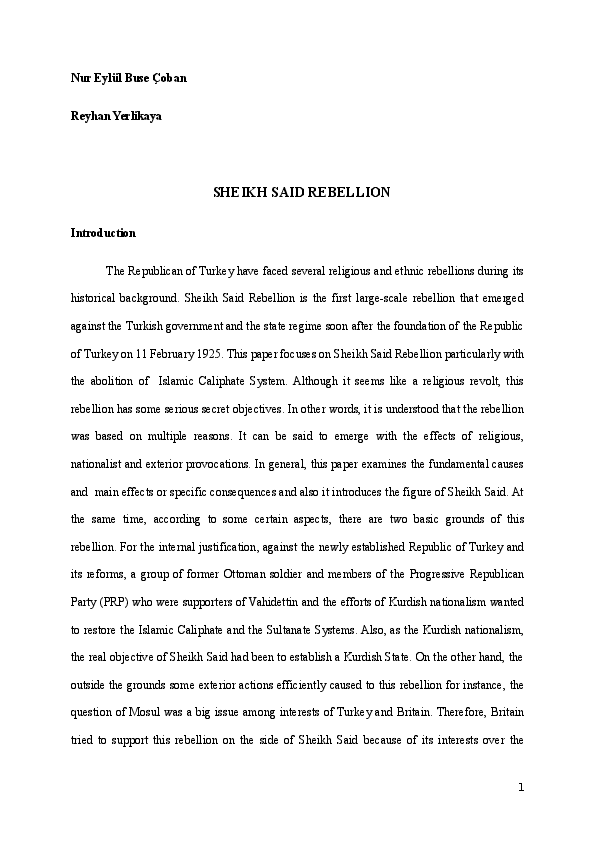 (DOC) SHEIKH SAID REBELLION