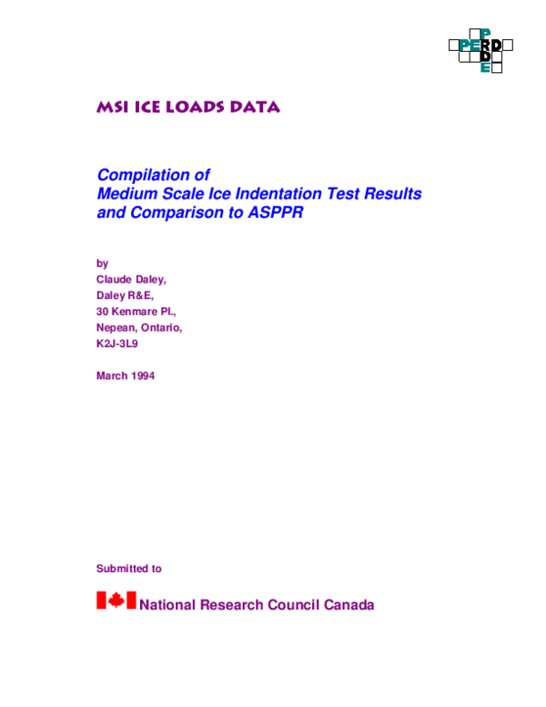 (PDF) MSI Ice Loads Data - Compilation of Medium Scale Ice Indentation ...