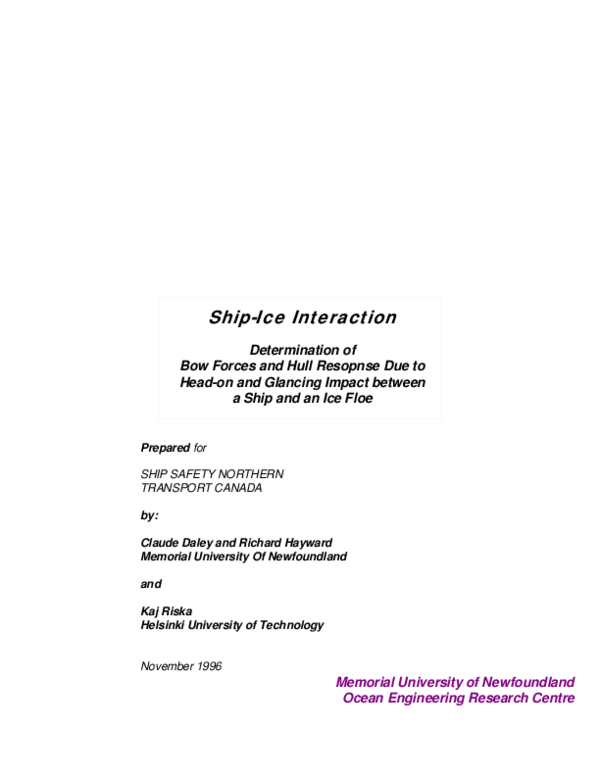 (PDF) Ship-Ice Interaction Determination of Bow Forces and Hull ...