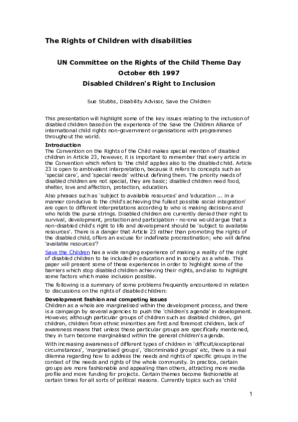 (PDF) Rights of Children with Disabilities