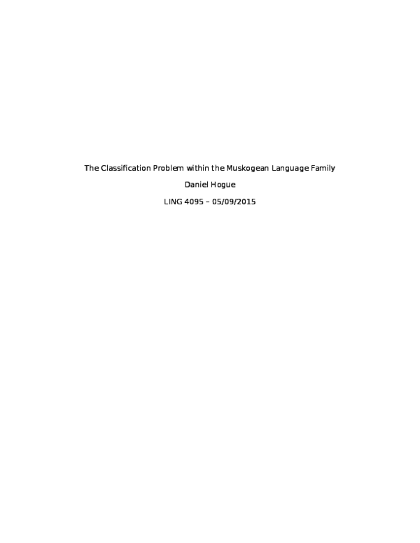 (DOC) The Classification Problem within the Muskogean Language Family