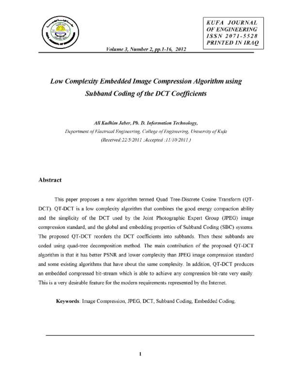 Pdf Qt Dct Efficient Image Compression Algorithm