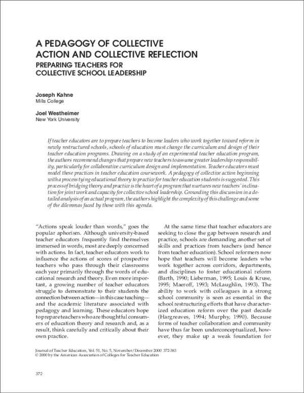 (PDF) A Pedagogy of Collective Action and Collective Reflection ...