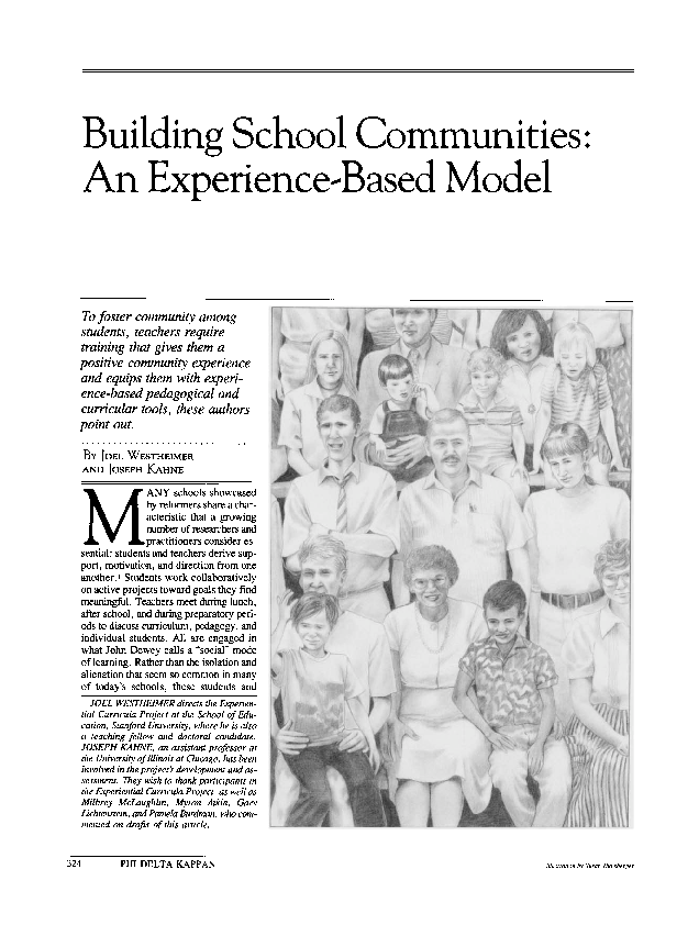 (PDF) Building school communities: An experience-based model