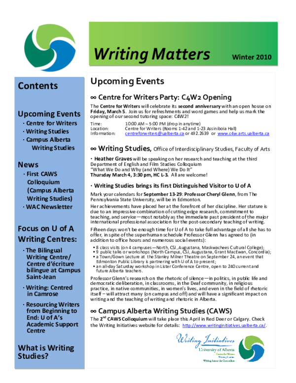 (PDF) The Bilingual Writing Centre/Centre d’écriture bilingue at U of A ...