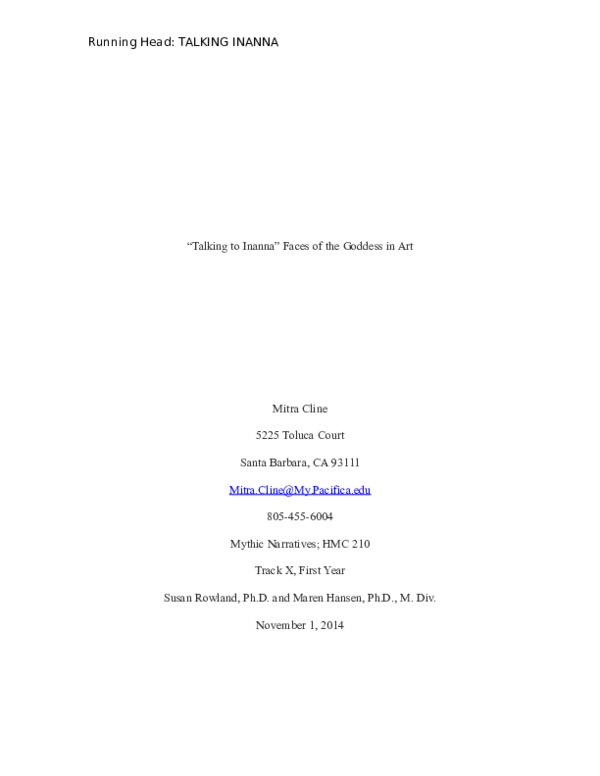 (DOC) “Talking to Inanna” Faces of the Goddess in Art