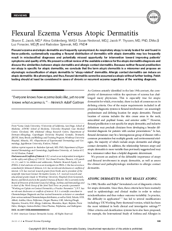 Flexural eczema versus atopic dermatitis