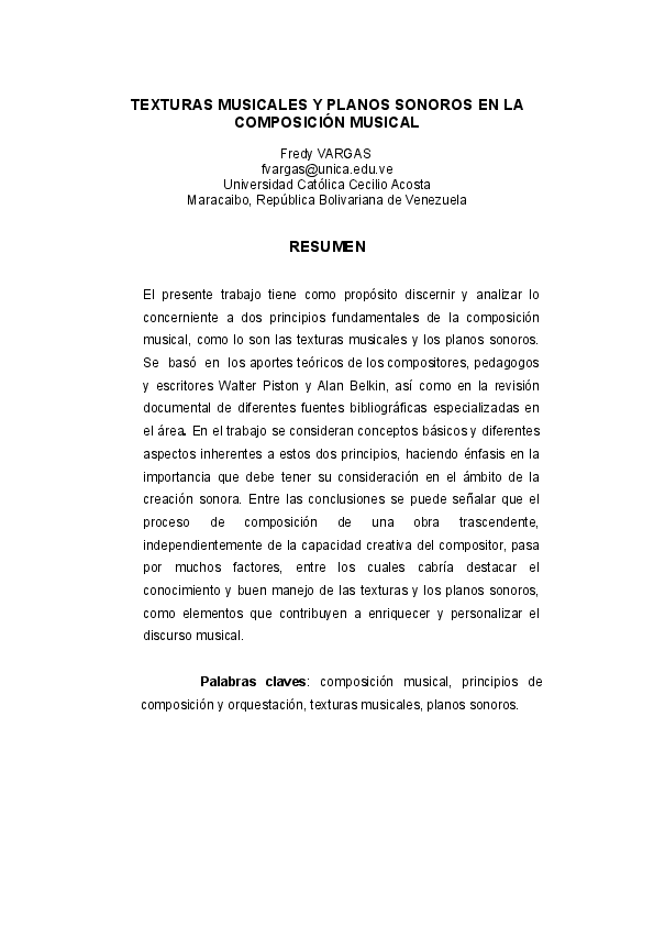 (DOC) TEXTURAS MUSICALES Y PLANOS SONOROS EN LA COMPOSICIÓN MUSICAL