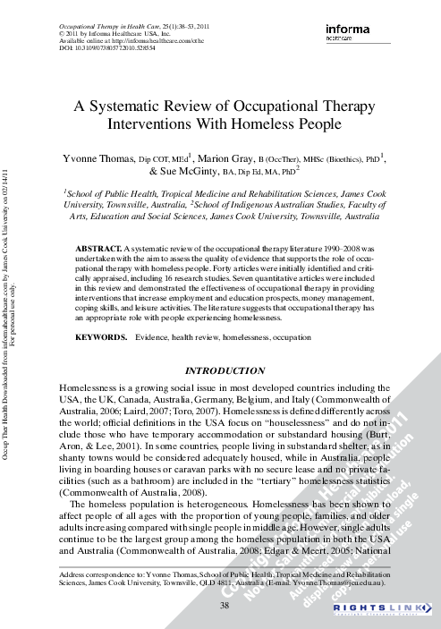 (PDF) A systematic review of occupational therapy interventions with ...