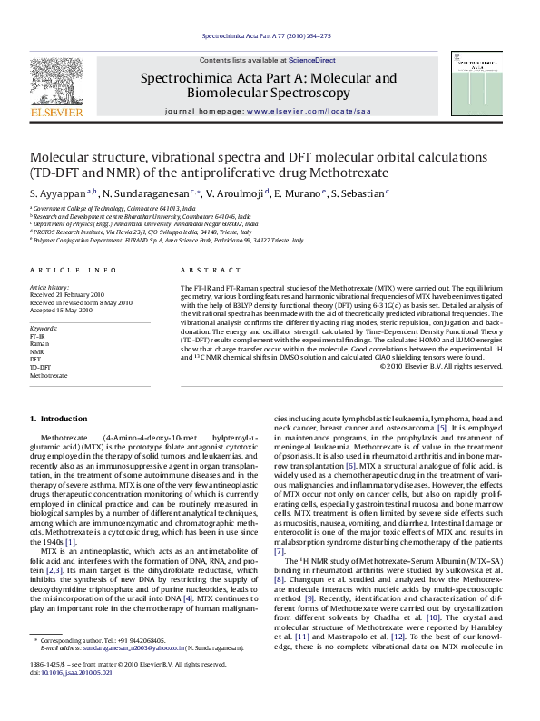 Pdf Molecular Structure Vibrational Spectra And Dft Molecular
