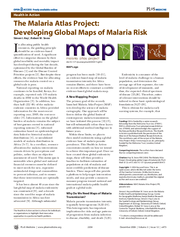 (PDF) The Malaria Atlas Project: developing global maps of malaria risk