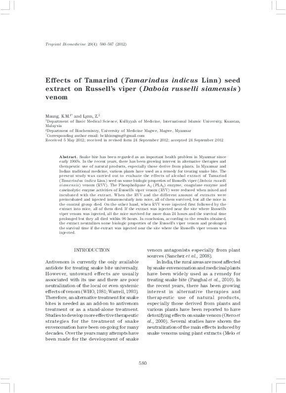 (PDF) Effects of Tamarind (Tamarindus indicus Linn) seed extract on ...