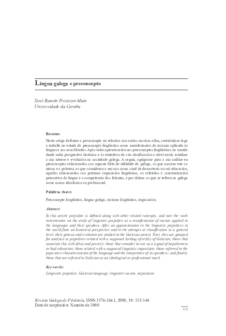 (PDF) Lingua galega e preconcepto