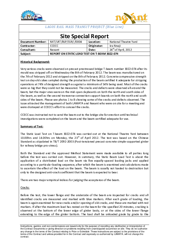 (PDF) SAMPLE QUALITY REPORT ON STATIC LOAD TEST ON PRESTRESSED BRIDGE T ...