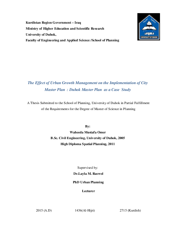 (PDF) The Effect of Urban Growth Management on the Implementation of ...