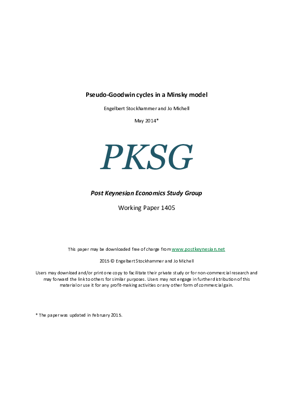 (PDF) Pseudo-Goodwin Cycles in a Minsky Model