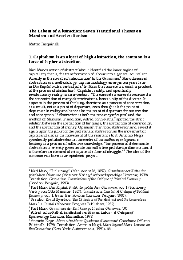 (PDF) The Labour of Abstraction: Seven Transitional Theses on Marxism ...