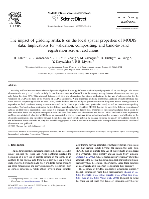 (PDF) The impact of gridding artifacts on the local spatial properties of MODIS data ...