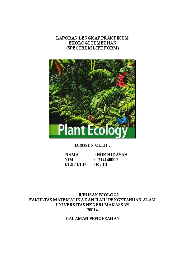 (DOC) LAPORAN LENGKAP PRAKTIKUM EKOLOGI TUMBUHAN (SPECTRUM LIFE FORM)