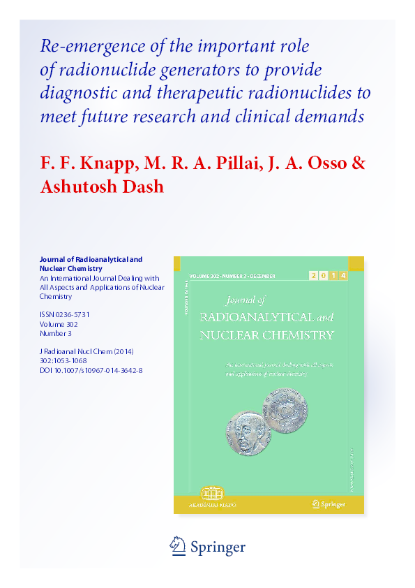 (PDF) Re-emergence of the important role of radionuclide generators to ...